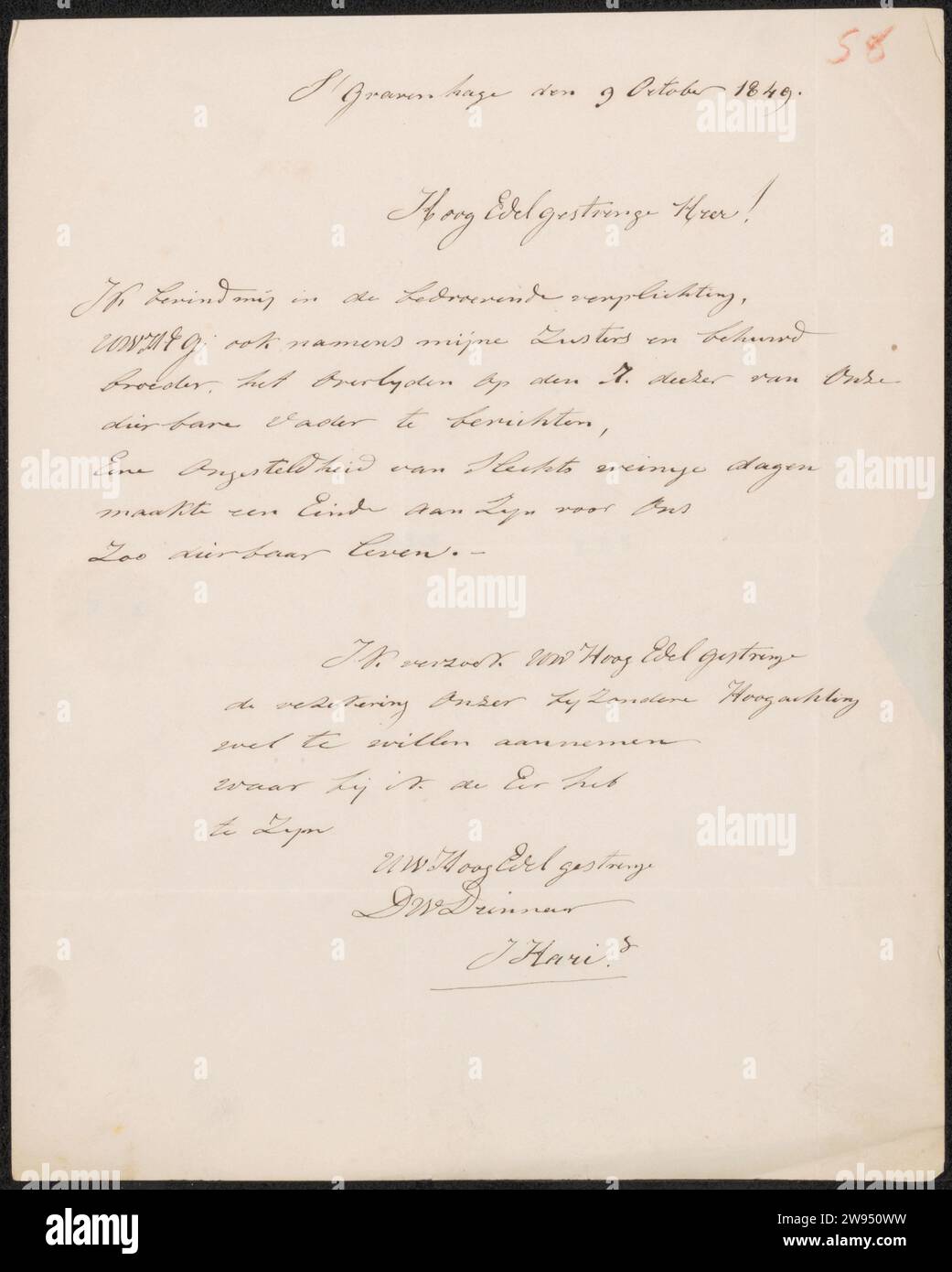 Letter to Baron Huibert Gerard Nahuys van Burgst, Johannes Hari (II ...