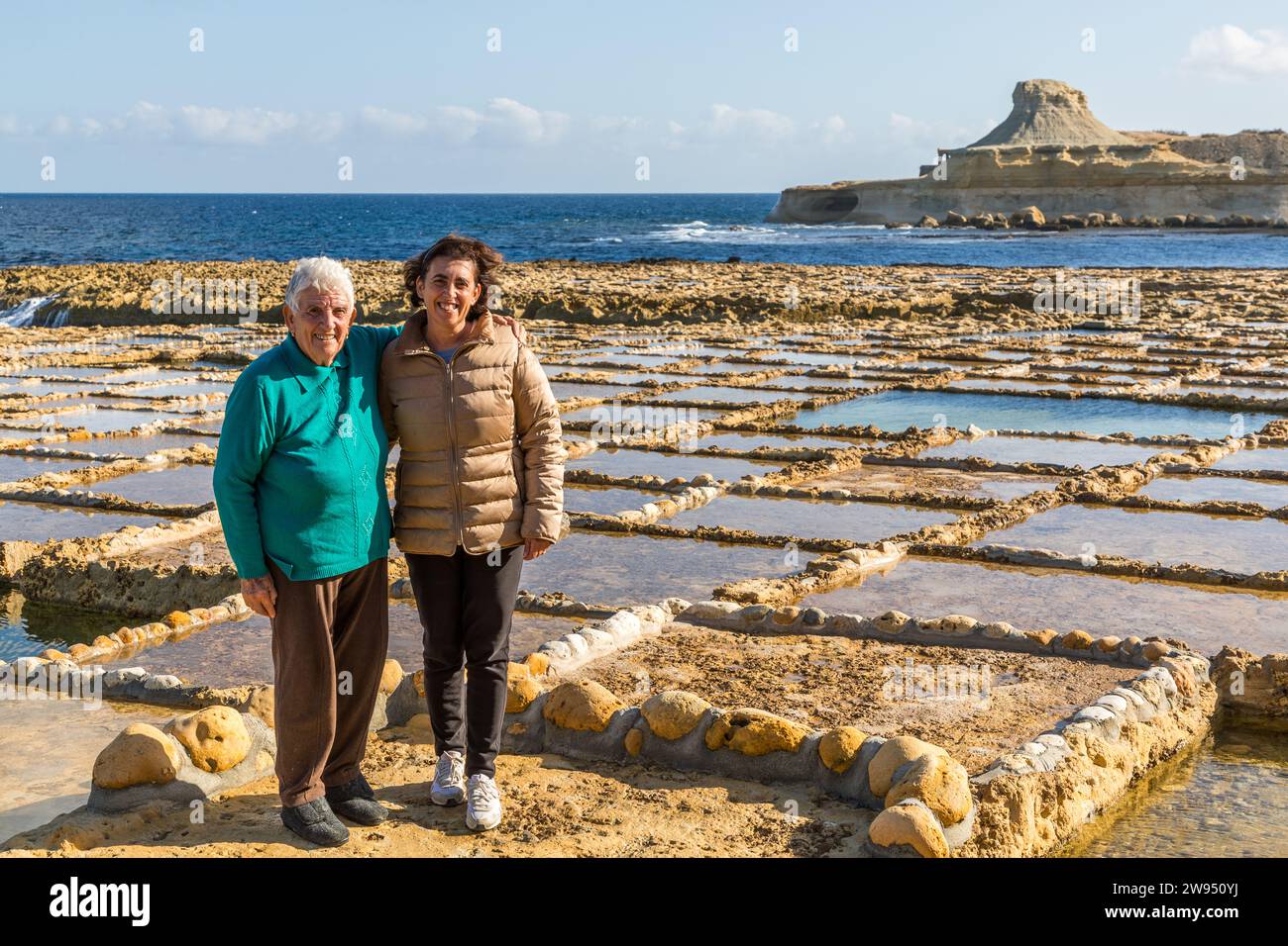 Rose Cini and daughter Josephine Xuereb. Mother Rose inherited the salt ...