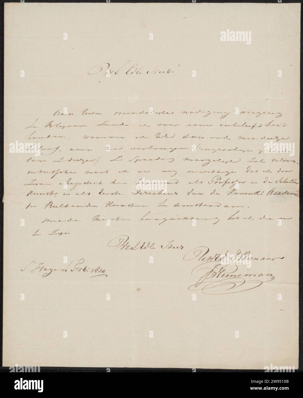 Letter to Adriaan van der Willigen, Jan Willem Pieneman, 1820 letter ...