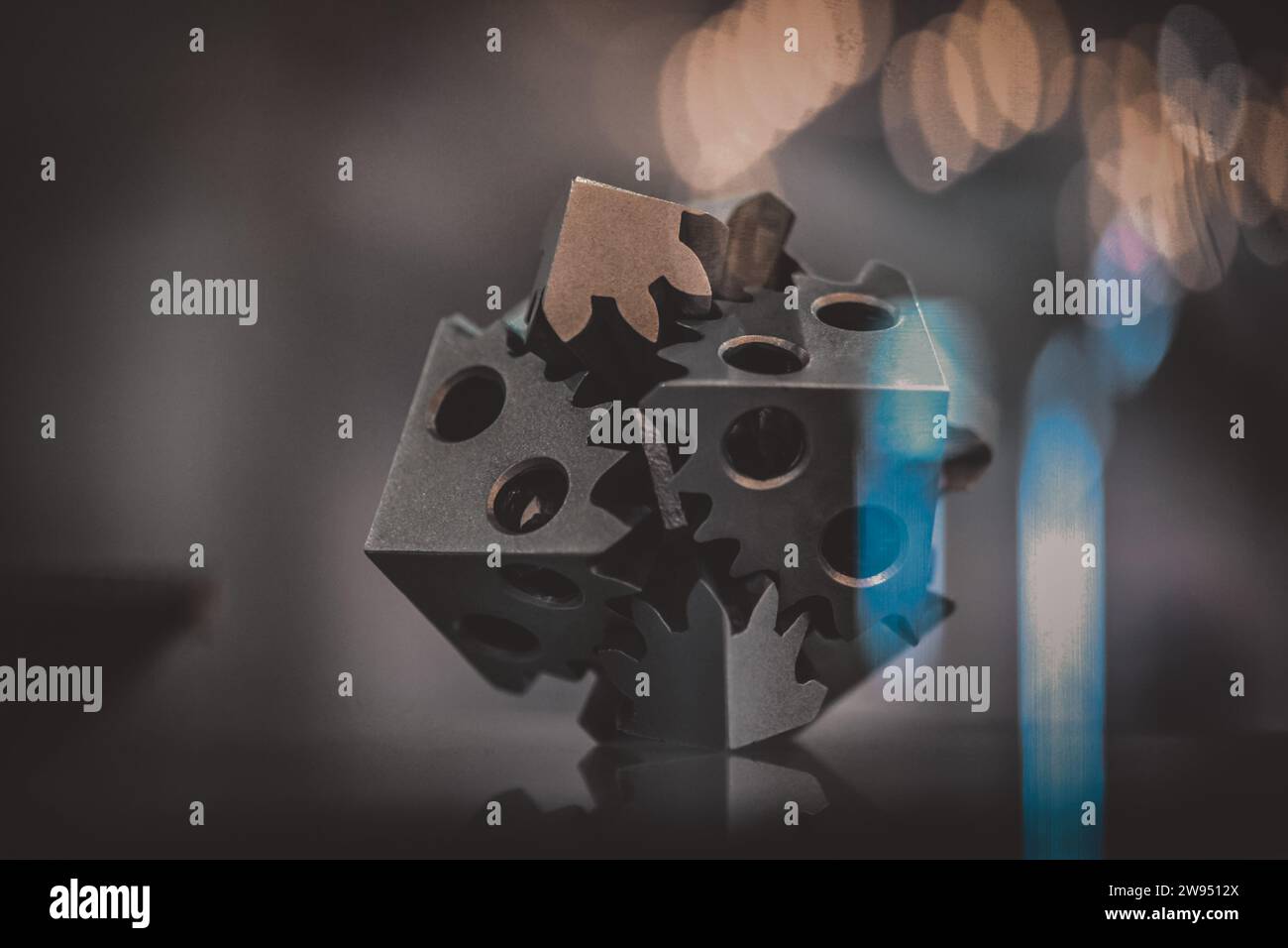 Selective Laser Melting. Object printed on metal 3d printer. Model ...