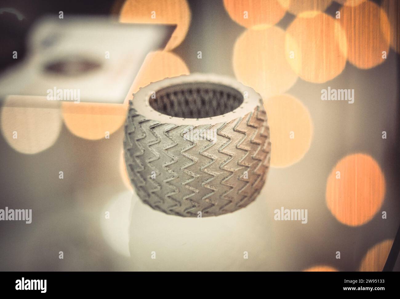 Selective Laser Melting. Object printed on metal 3d printer. Model ...