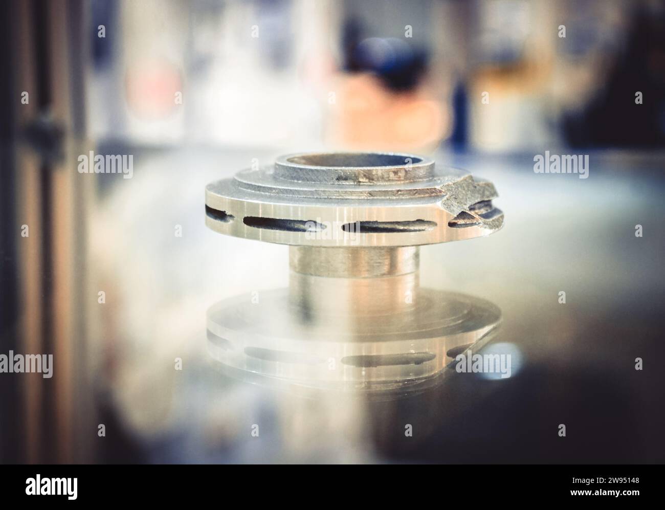 Selective Laser Melting. Object printed on metal 3d printer. Model ...