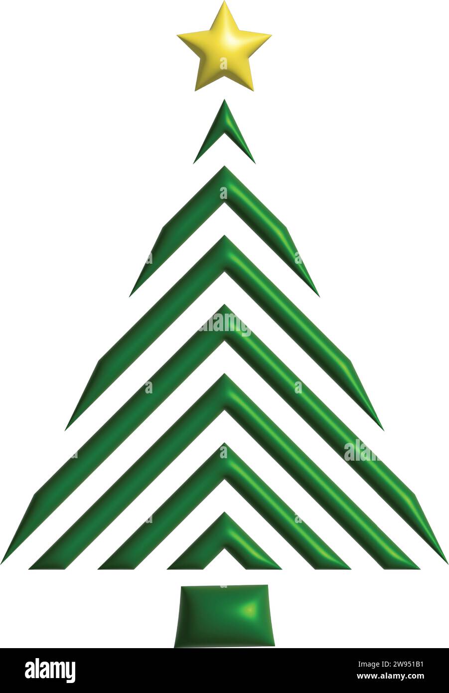 3D gradient Christmas tree with yellow star on top icon Stock Vector ...