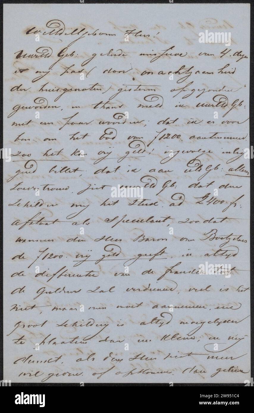 Letter to Anonymous, Gerrit Jan Schouten, 1861 letter Amsterdam paper ...