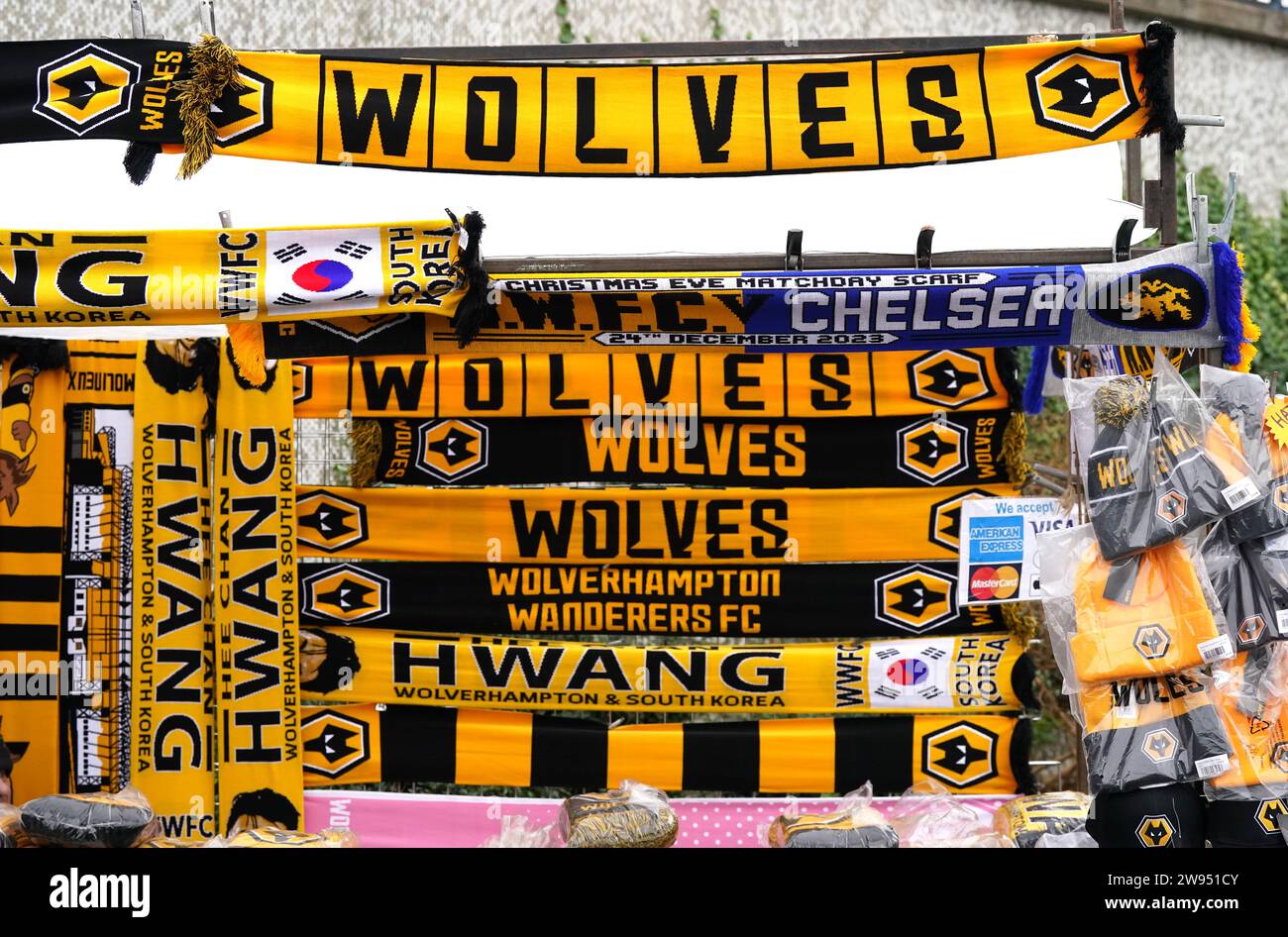 General view of the merchandise being sold outside the ground ahead of ...