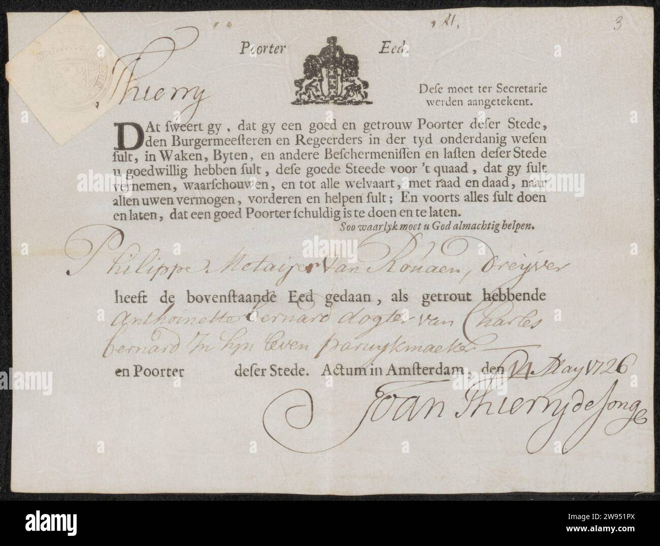 Poorter Oed by Philippe Métayer, Unknown, 1726 document Amsterdam ...
