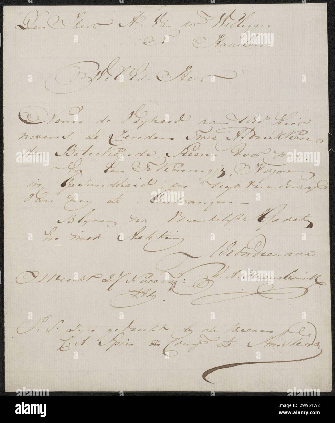 Letter to Adriaan van der Willigen, Willem Albertus HAANBRINK, 1819 ...
