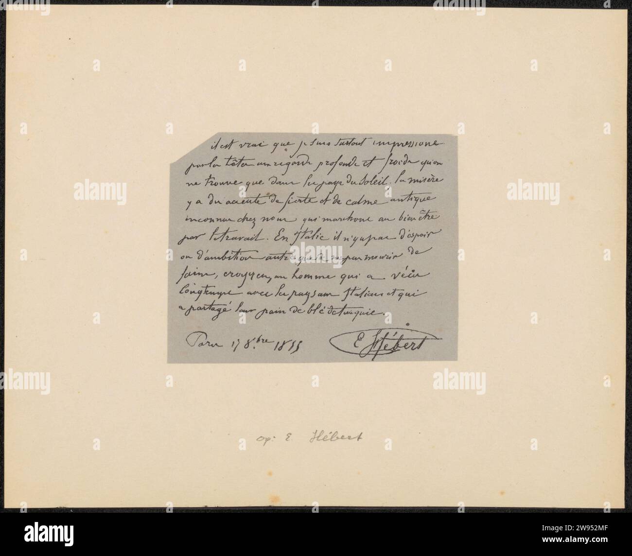 Aantekening van Ernest Antoine Auguste Hébert, Ernest Antoine Auguste ...