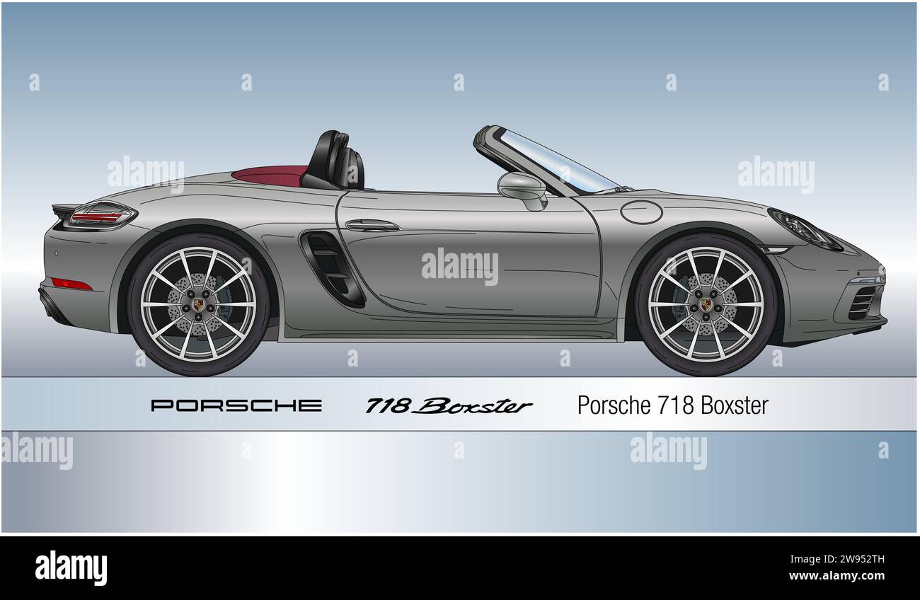 Germany, year 1996, Porsche 718 Boxster car silhouette, coloured ...