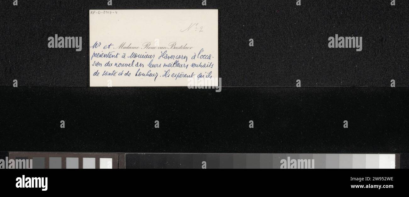 Business card to Pieter Haverkorn van Rijsewijk, Mrs. van Bastelaer ...