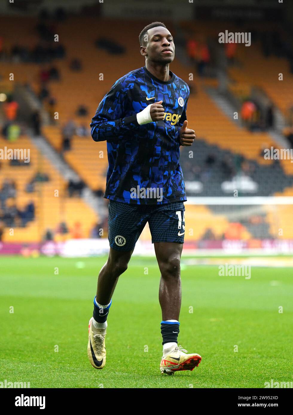 Chelsea's Nicolas Jackson warming up prior to kick-off before the ...