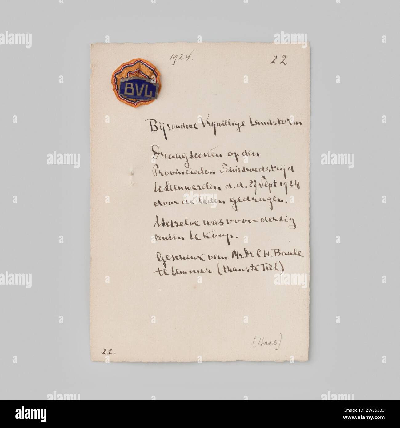Gift letter with logo of the special voluntary landstorm about the ...