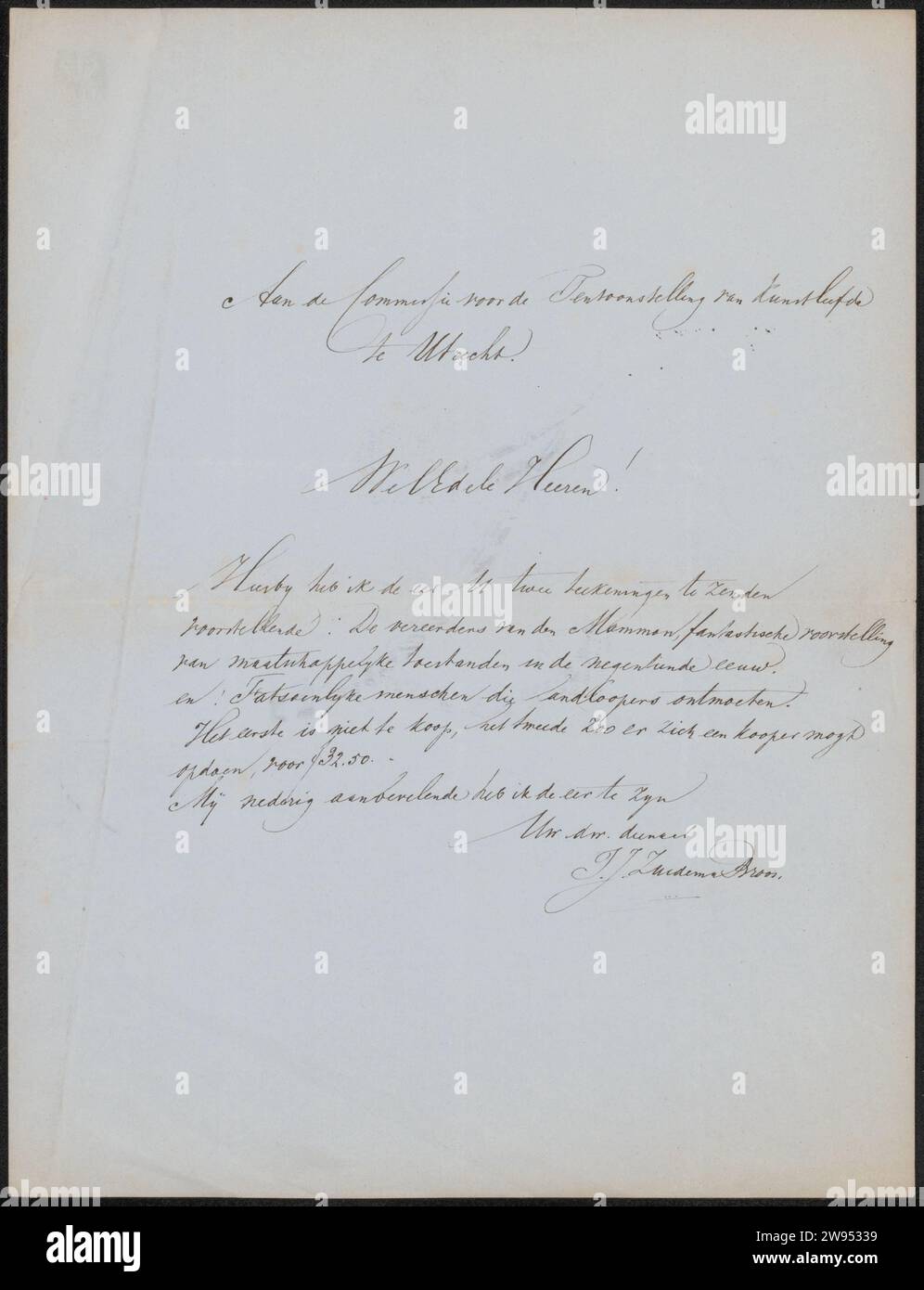 Letter to the committee of the exhibition of living masters in Utrecht ...