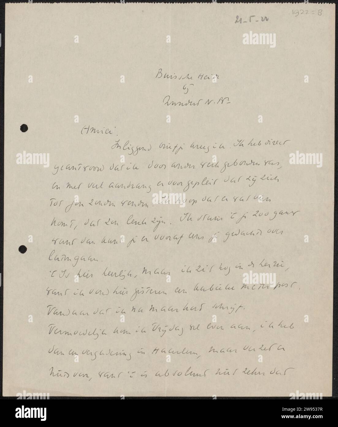 Letter to Willem Bogtman, Richard Nicolaüs Roland Holst, 1922 letter ...