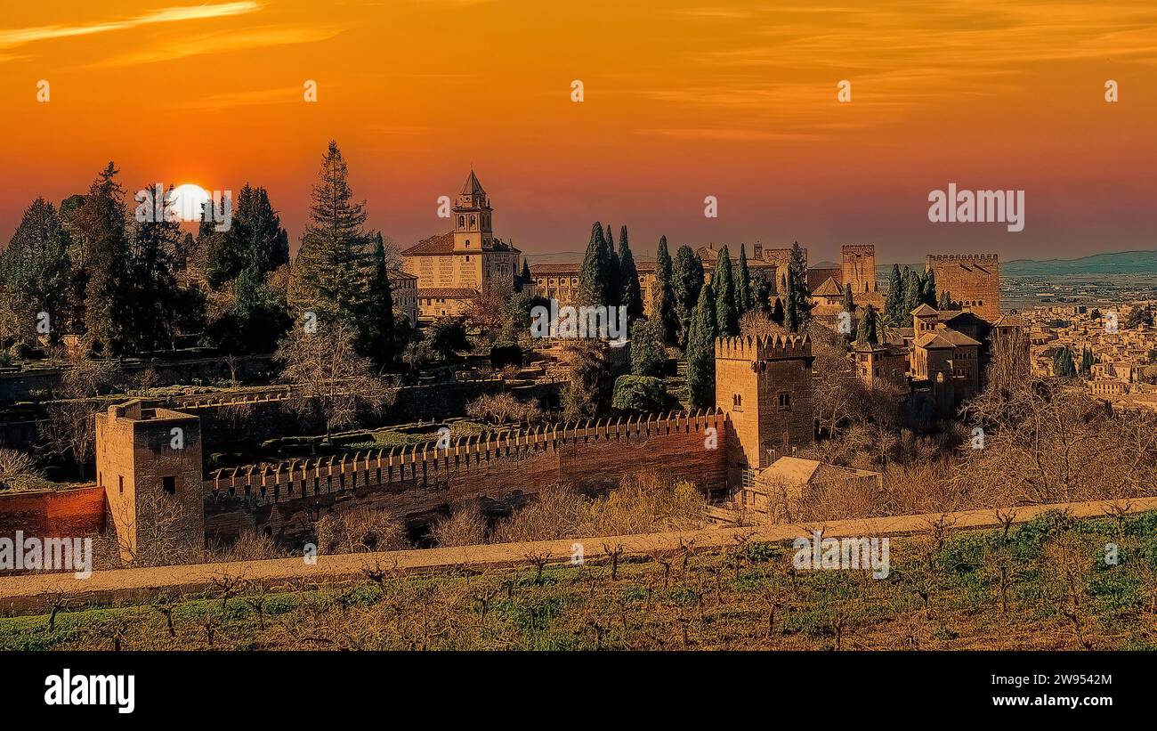 Architecture Alhambra Palace and Fortress Complex, Granada, Spain Stock ...