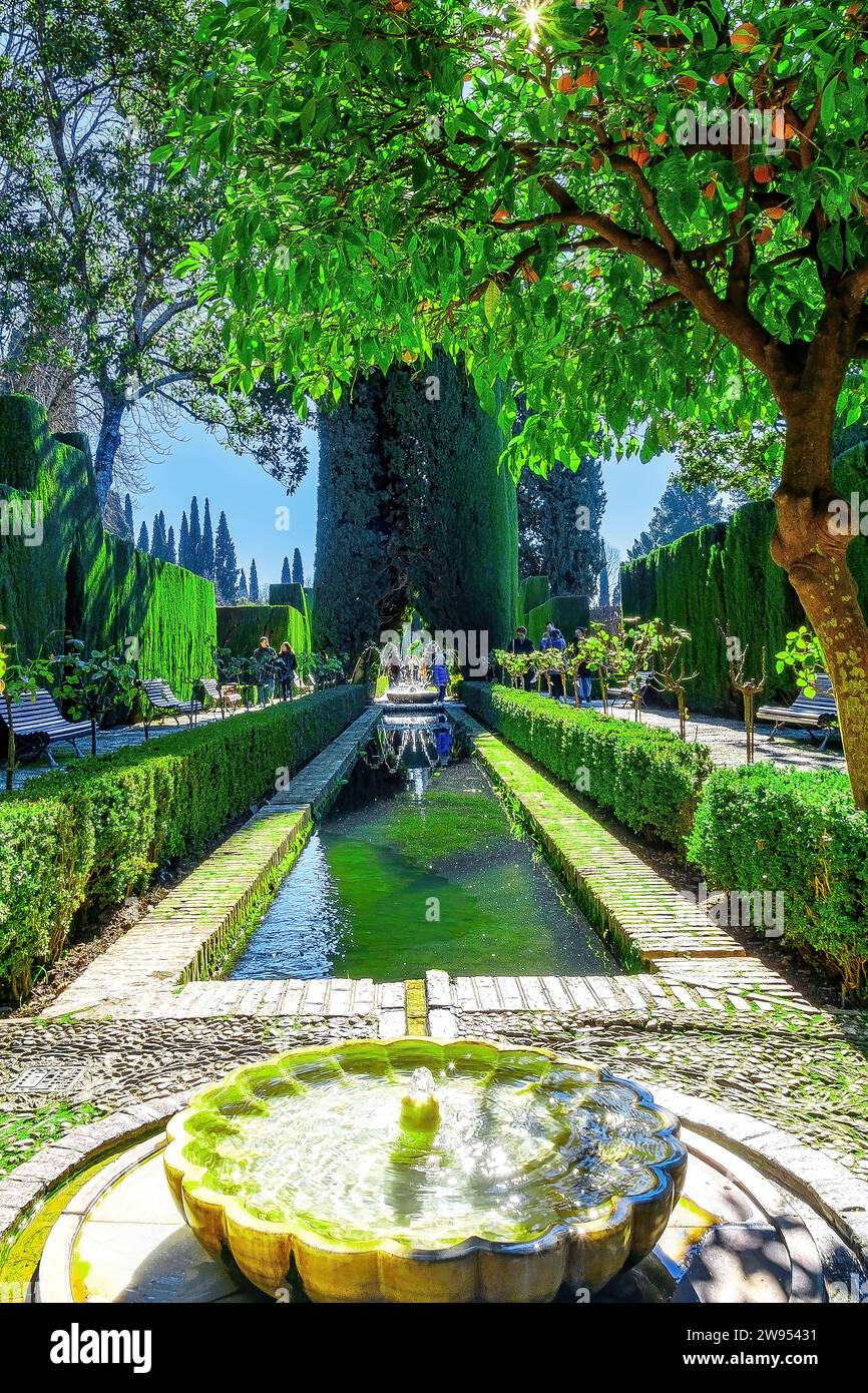 Architecture Alhambra Palace and Fortress Complex, Granada, Spain Stock ...