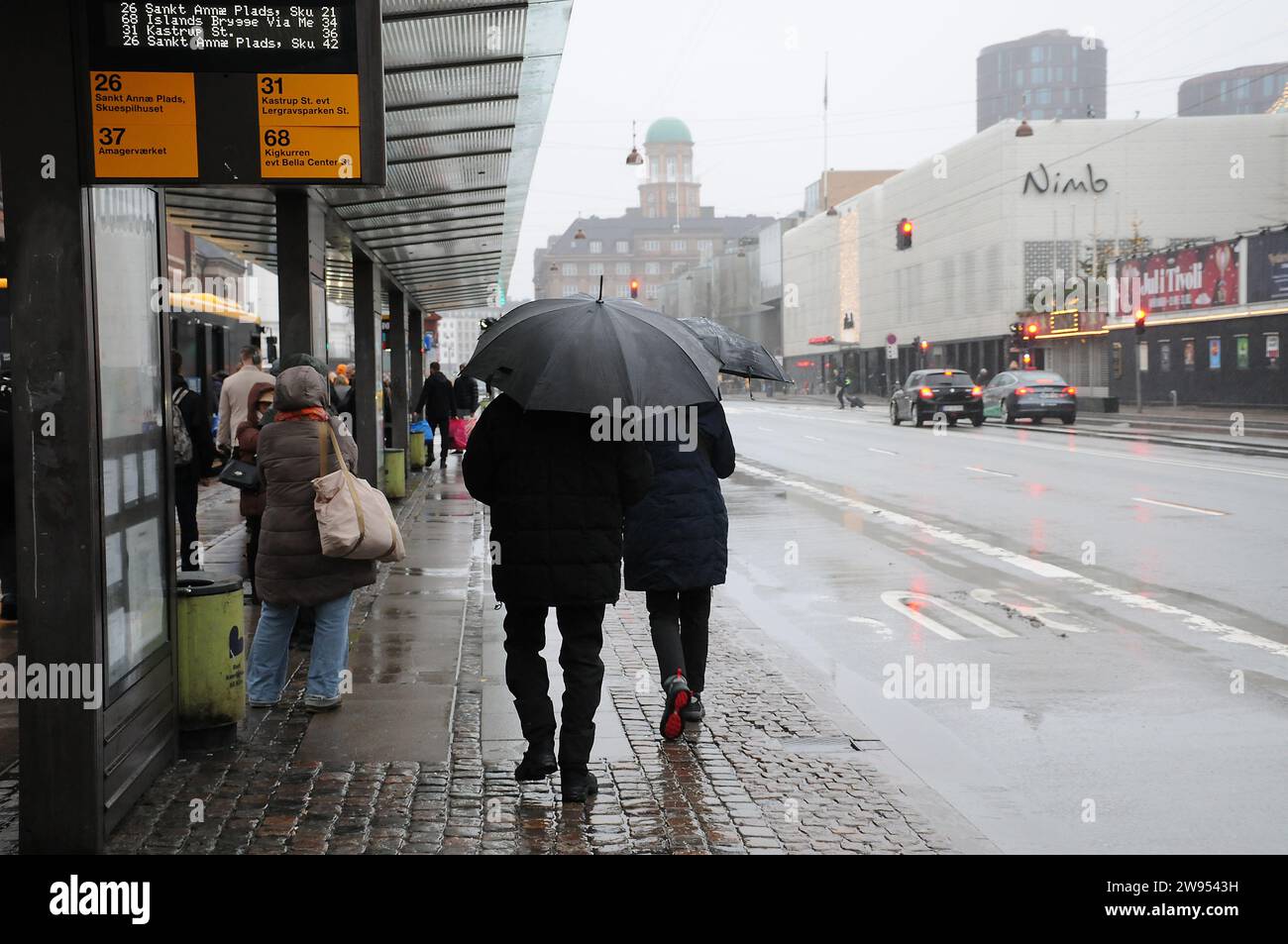 Copenhagen, Denmark /24 December 2023/.Weather rain fall in danish ...