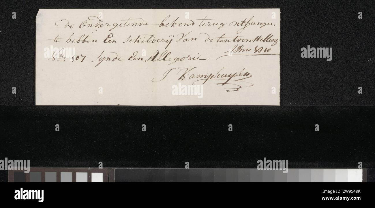 Letter to Anonymous, Jan Kamphuijsen, 1810 letter paper. ink writing ...