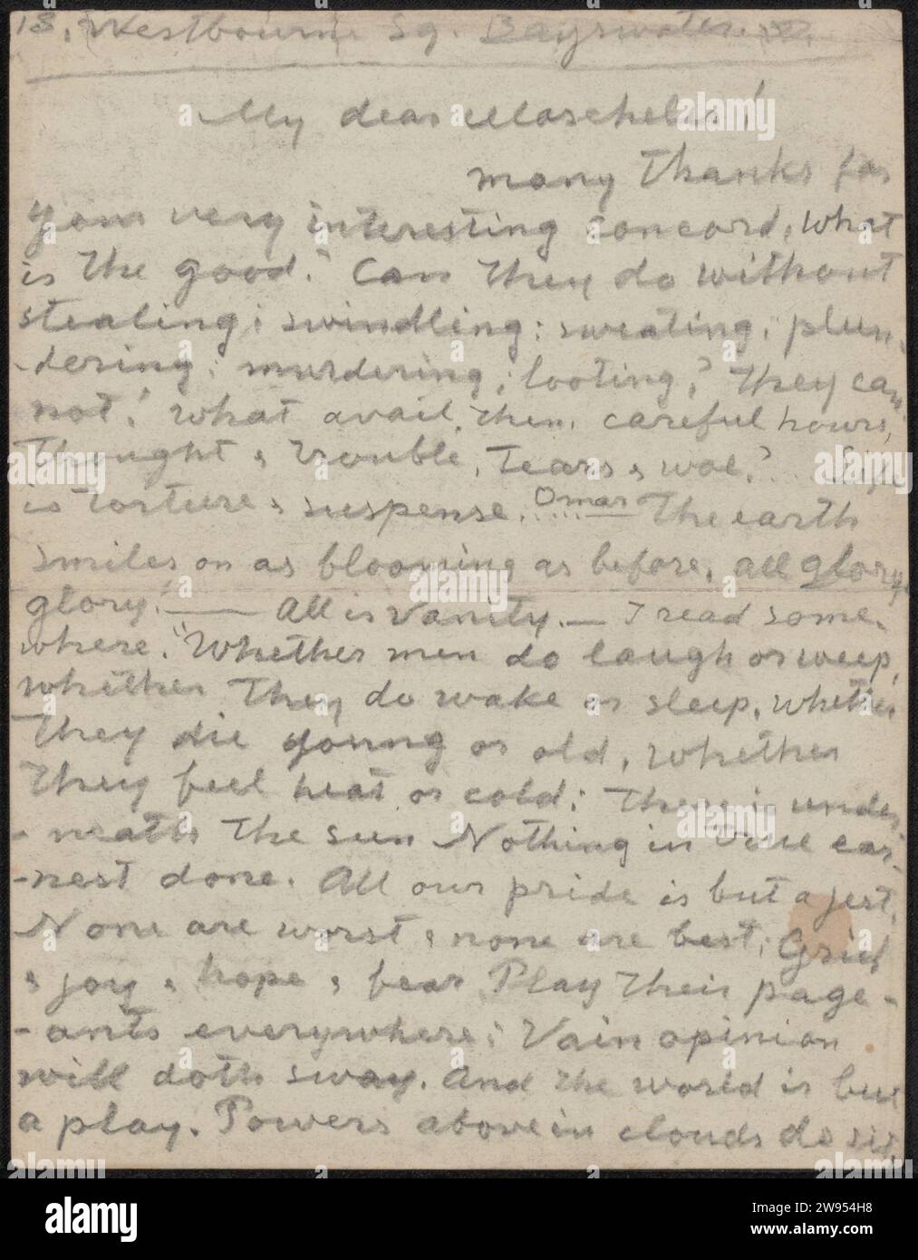 Brief Aan Felix Stone Moscheles, Matthijs Maris, c. 1916 letter London ...