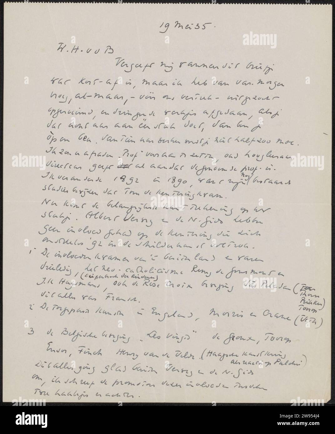 Letter to A. van der Boom, Richard Nicolaüs Roland Holst, 1935 letter ...