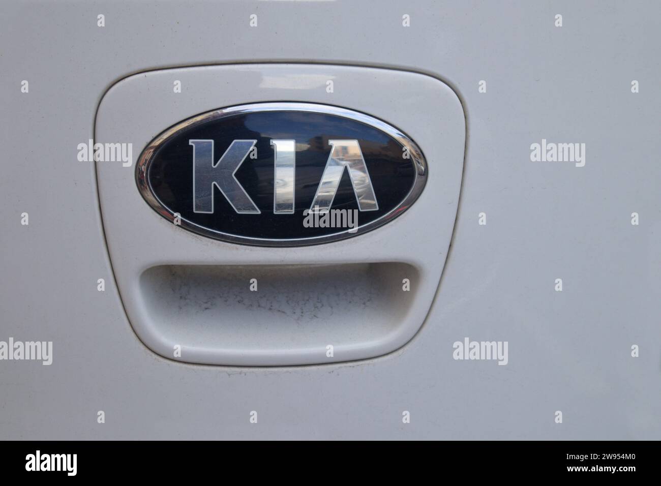 Image of the logo of the KIA brand, a Korean car manufacturer, on a ...