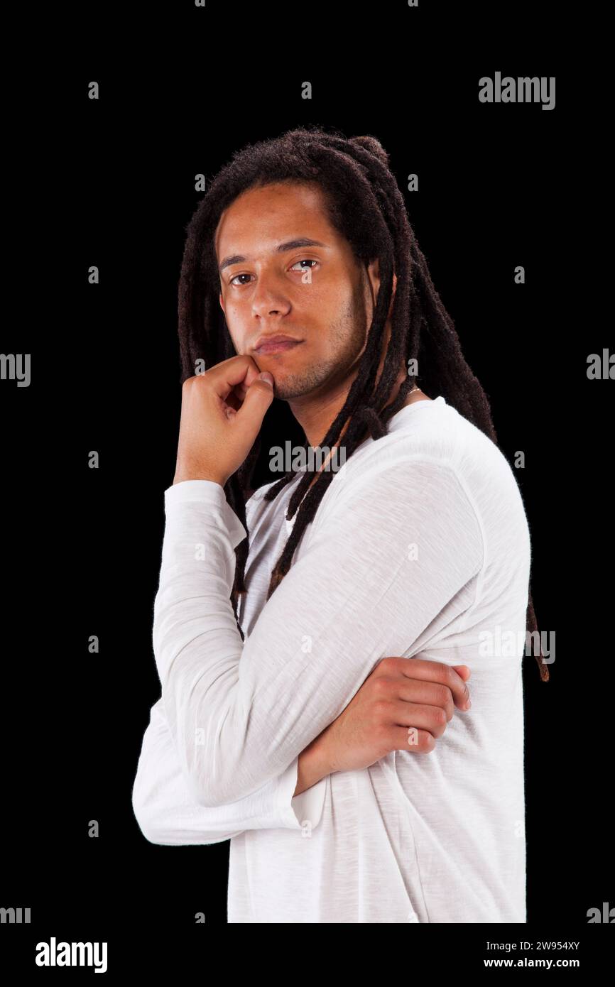 young rastafari man portrait (isolated on black Stock Photo - Alamy