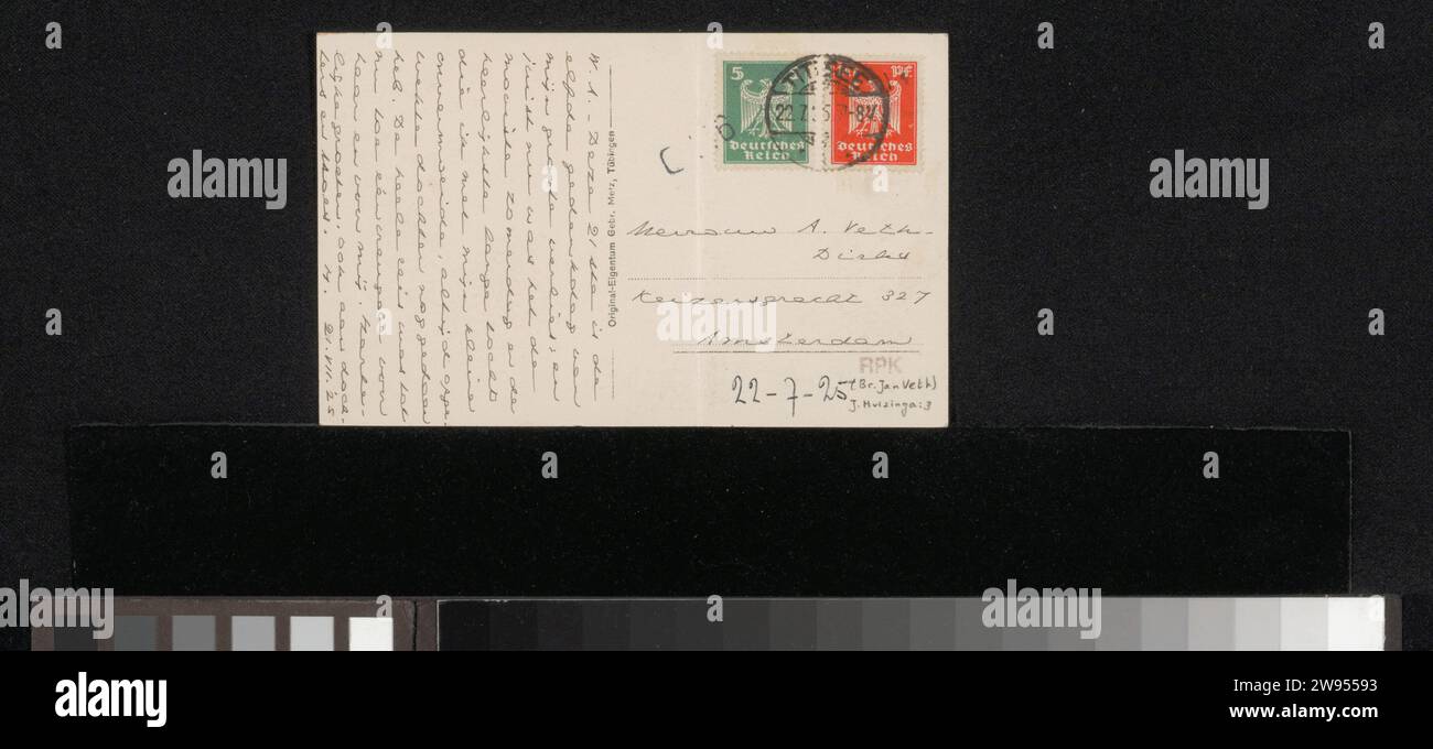 Postcard to Anna Dorothea Dirks, Johan Huizinga, 1925 Titisee cardboard ...