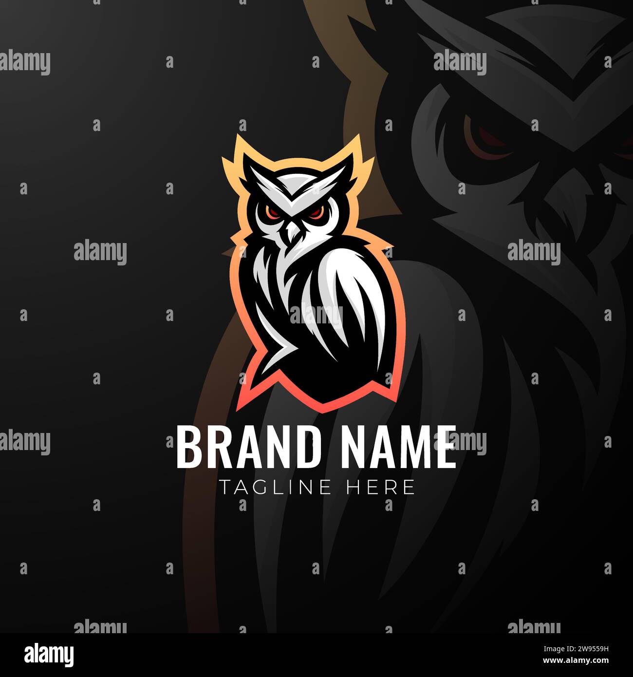 Owl logo vector illustration. Emblem logo mascot on dark gradient ...