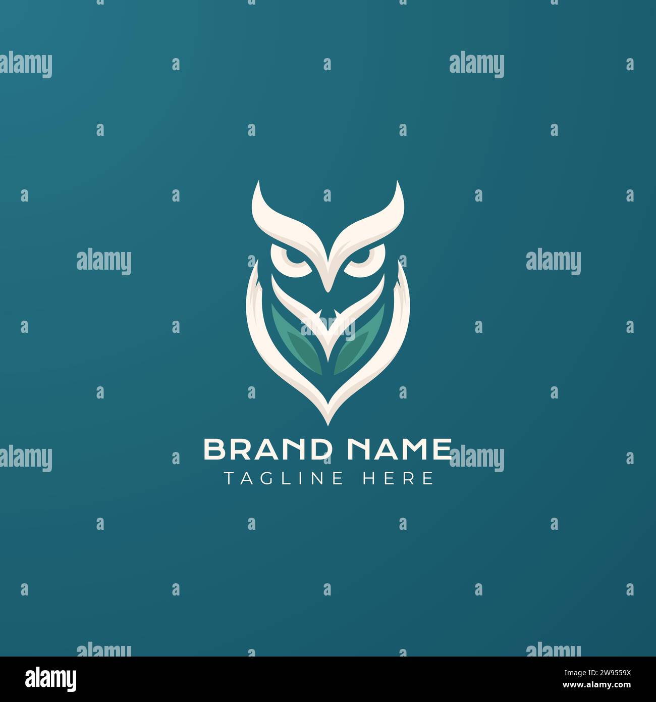 Organic owl logo vector illustration. Emblem logo mascot on green ...
