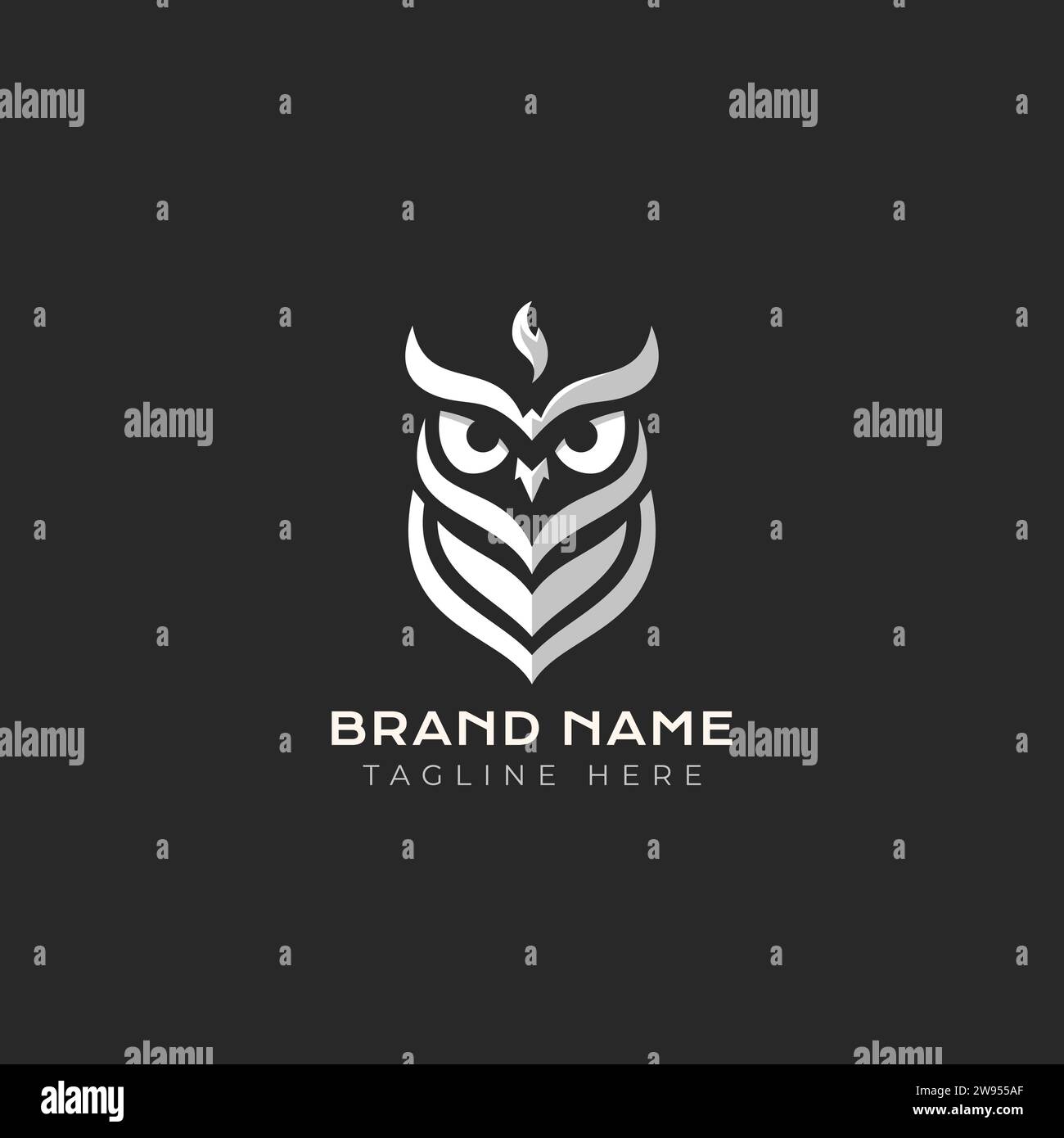 Owl logo vector illustration. Emblem logo mascot on dark background ...