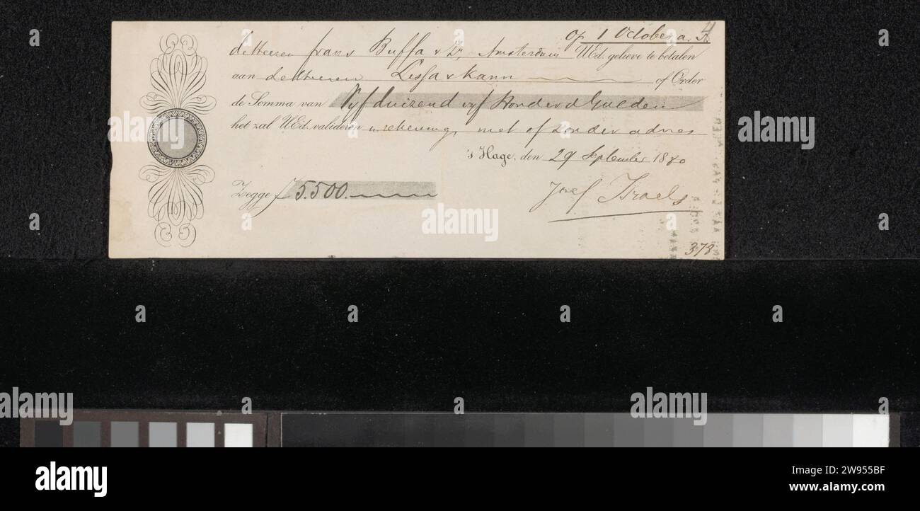 Receipt for French Buffa and Sons, Lissa & Kann, 1880 The Hague paper ...