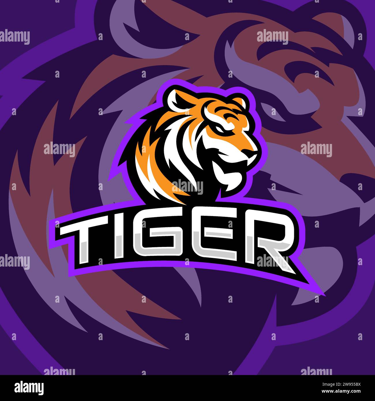 Angry tiger head mascot esport vector illustration. Carnivore gaming ...