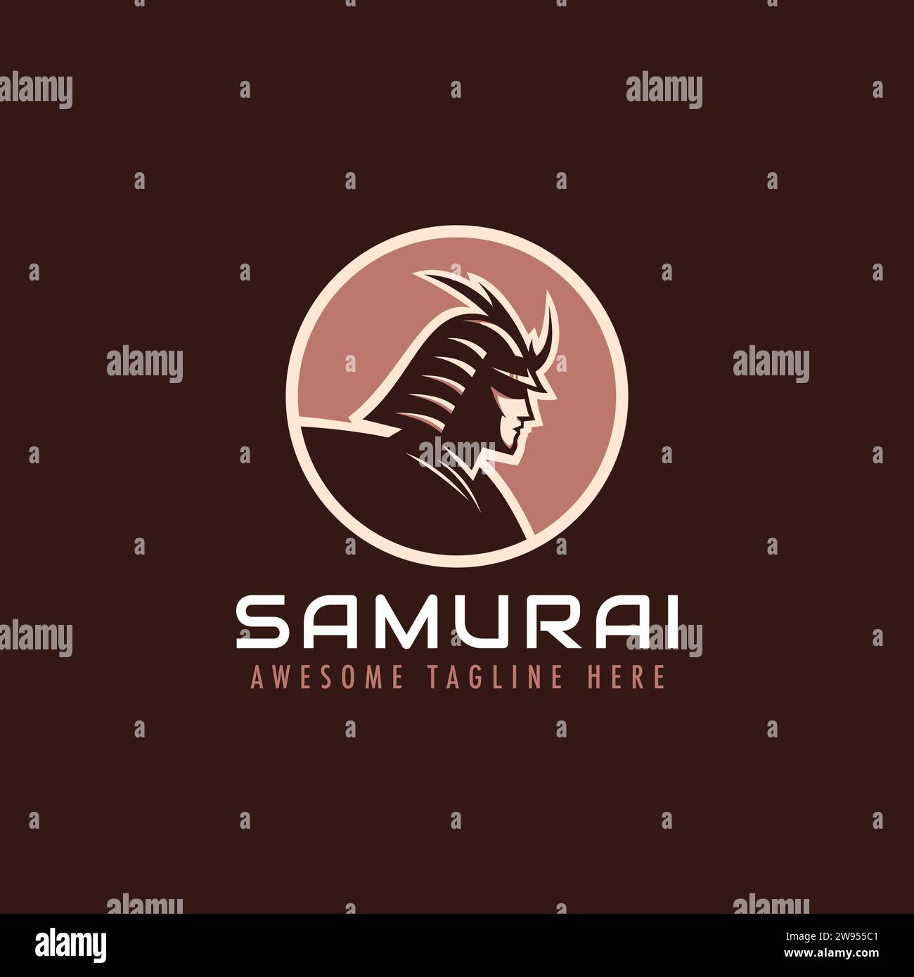 Samurai logo vector illustration. Japanese warrior mascot emblem for ...