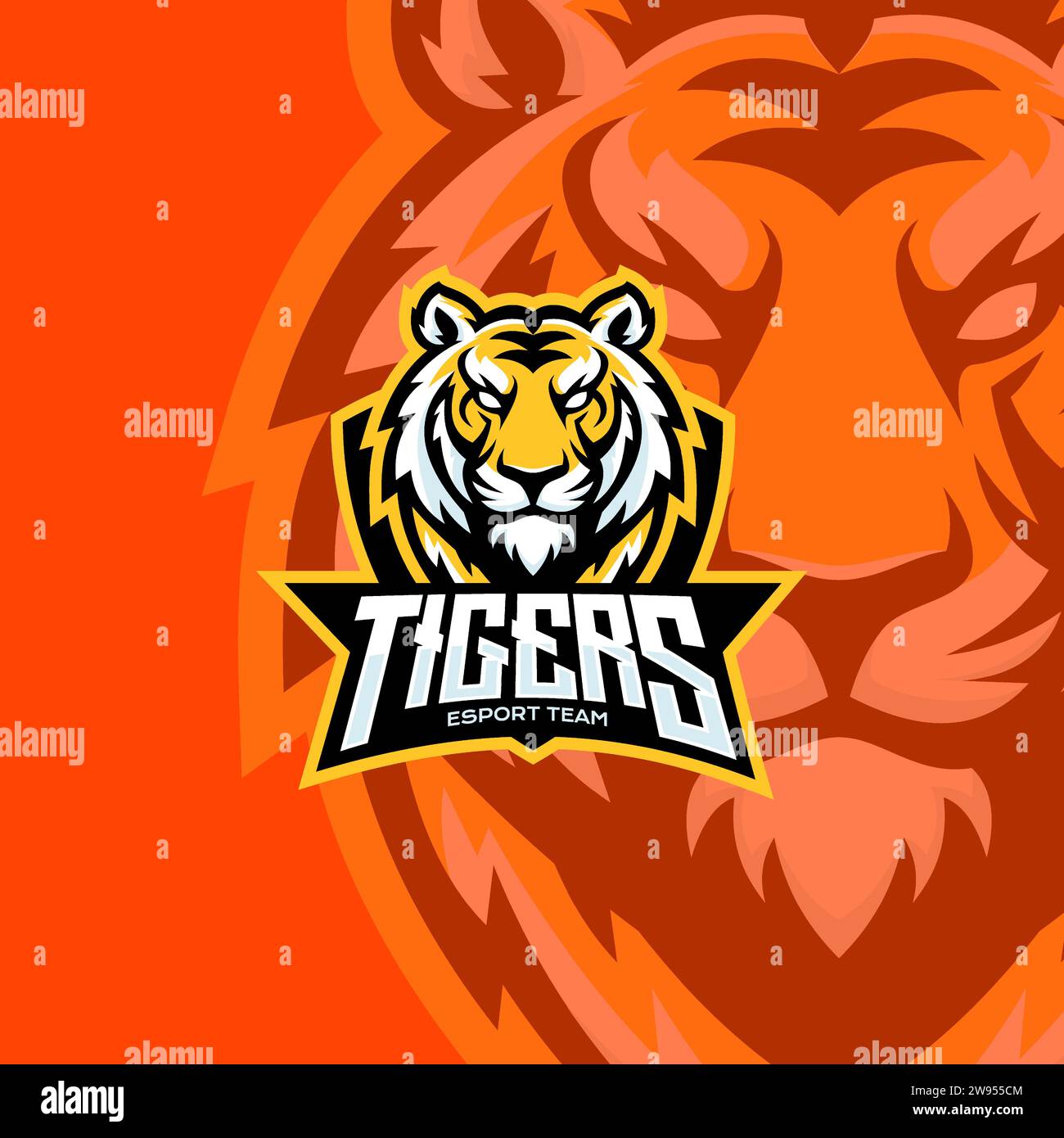 Angry tiger head mascot esport vector illustration. Carnivore gaming ...