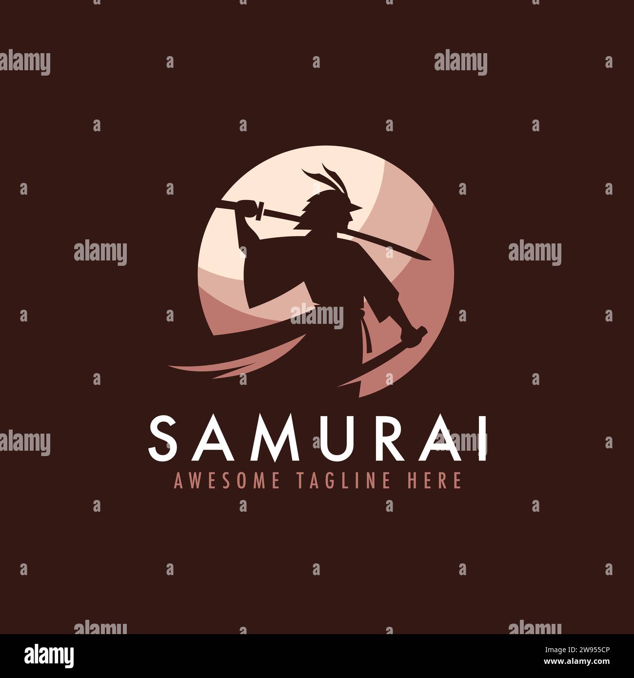 Samurai logo vector illustration. Japanese warrior mascot emblem for ...