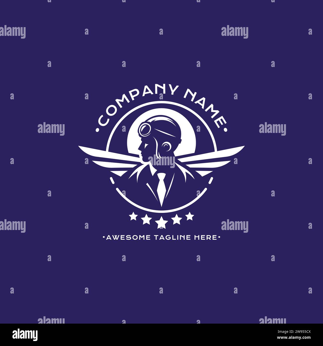 Aviator silhouette mascot vector logo illustration. Air transportation ...