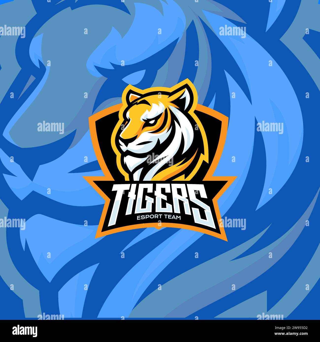 Angry tiger head mascot esport vector illustration. Carnivore gaming ...