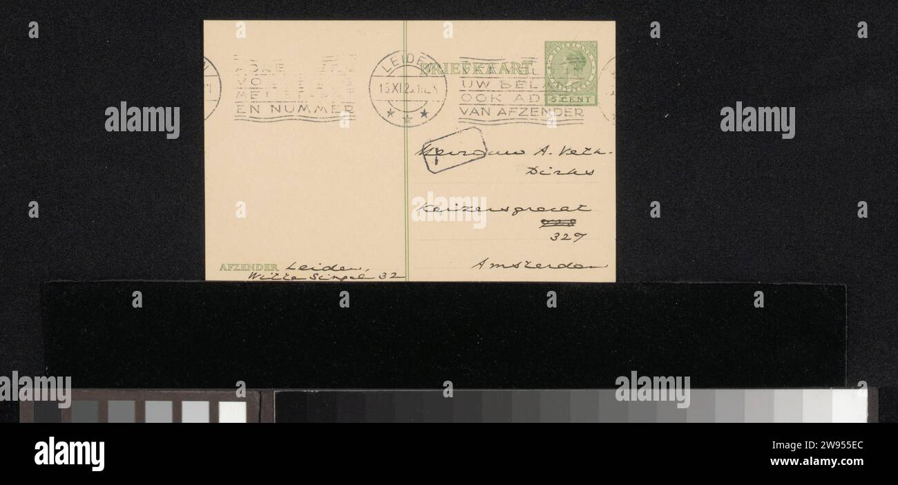 Postcard to Anna Dorothea Dirks, Johan Huizinga, 1926 Leiden cardboard ...