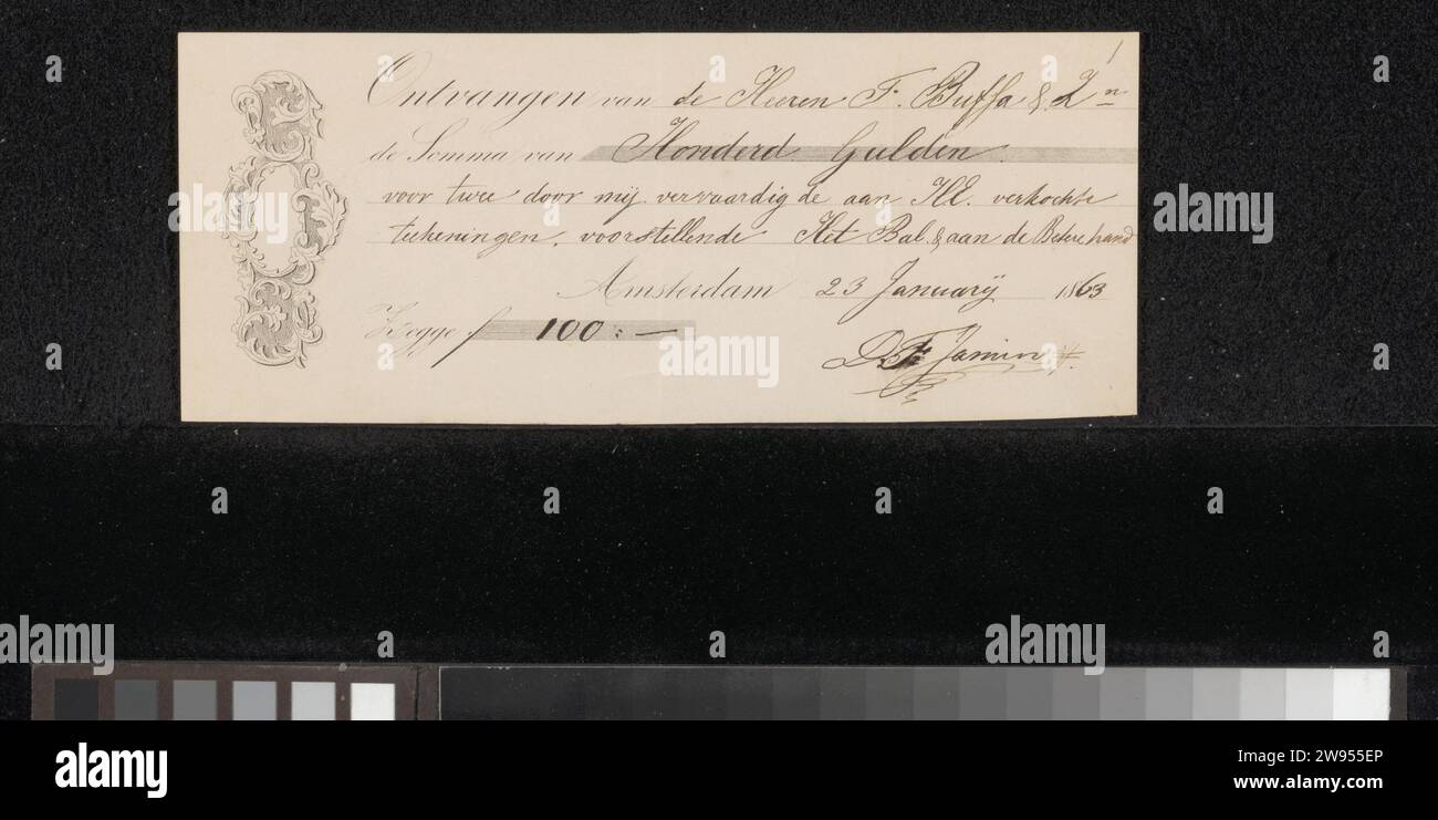 Receipt for Diederik Franciscus Jamin, Frans Buffa and Zonen, Diederik ...
