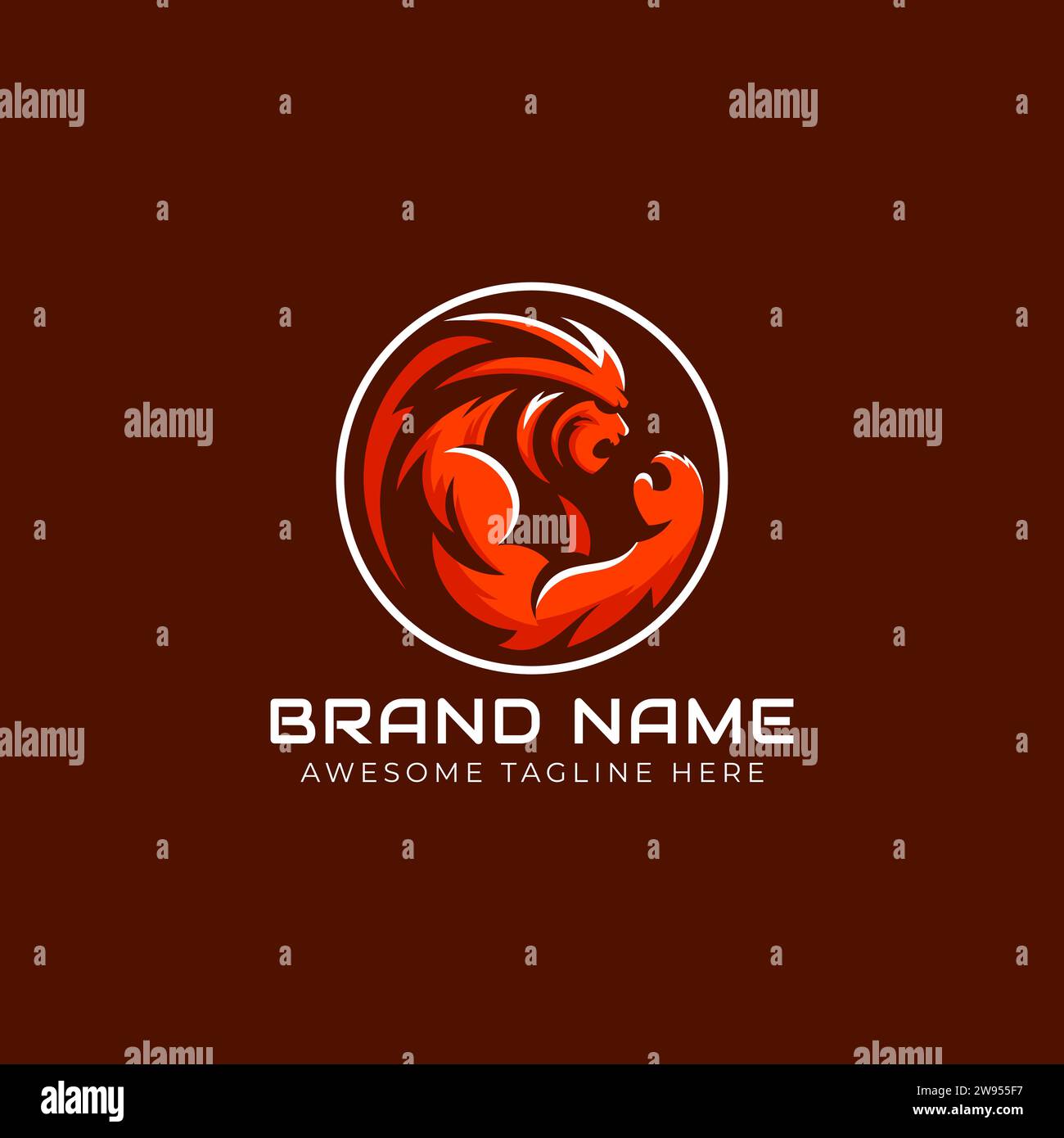Humanoid dragon mascot vector logo illustration. Creative and unique ...