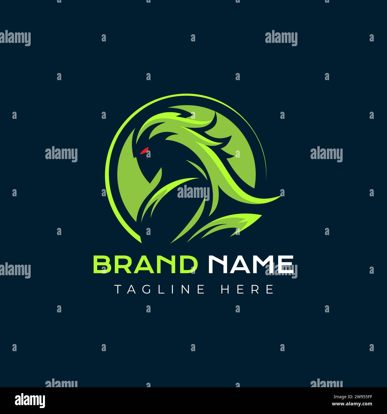 Green monster vector logo illustration. Scary creature mascot logo on ...
