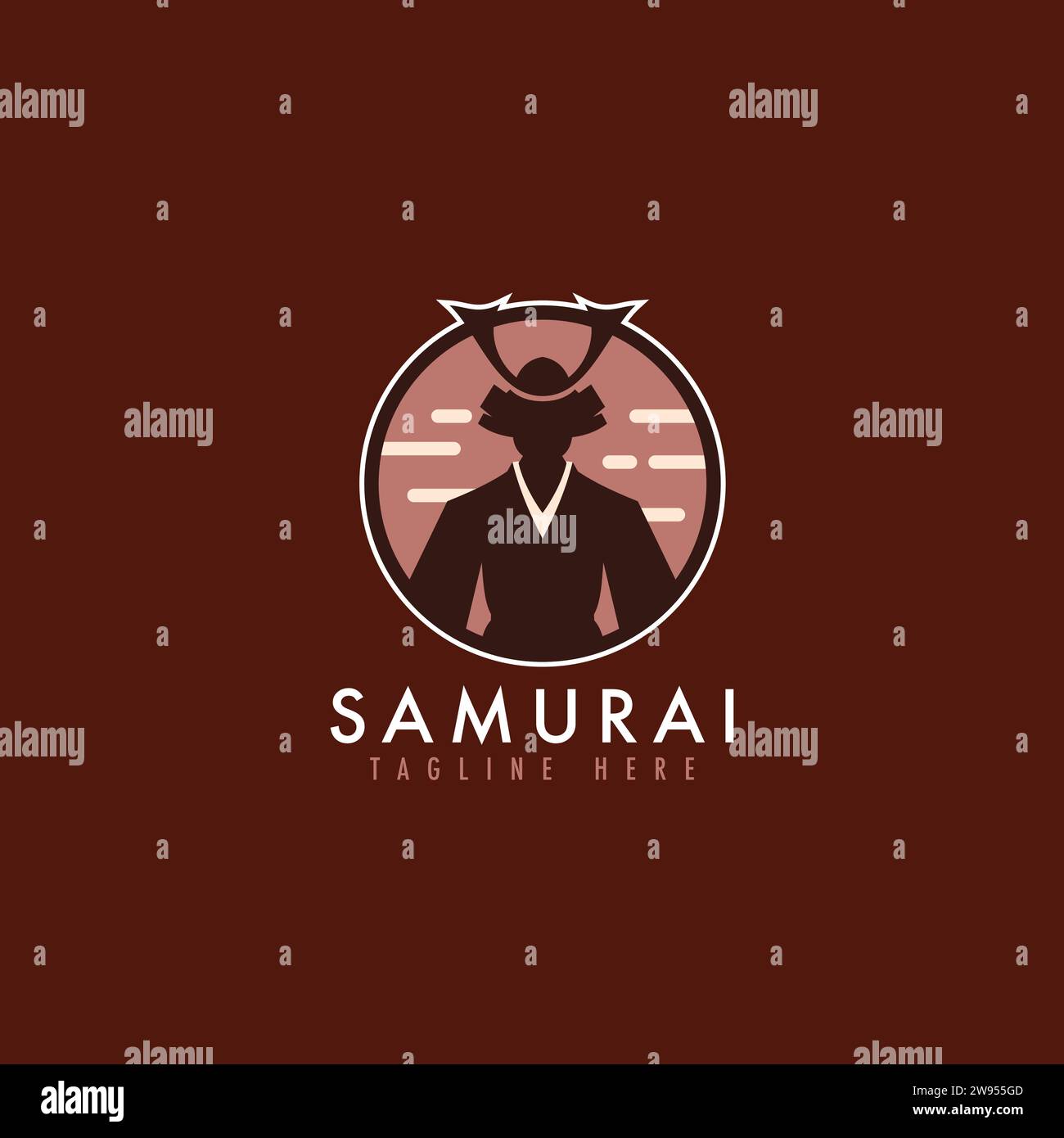 Samurai logo vector illustration. Japanese warrior mascot emblem for ...