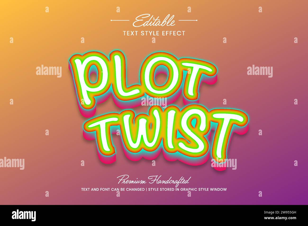 Glowing plot twist sign vector graphic style on gradient background ...