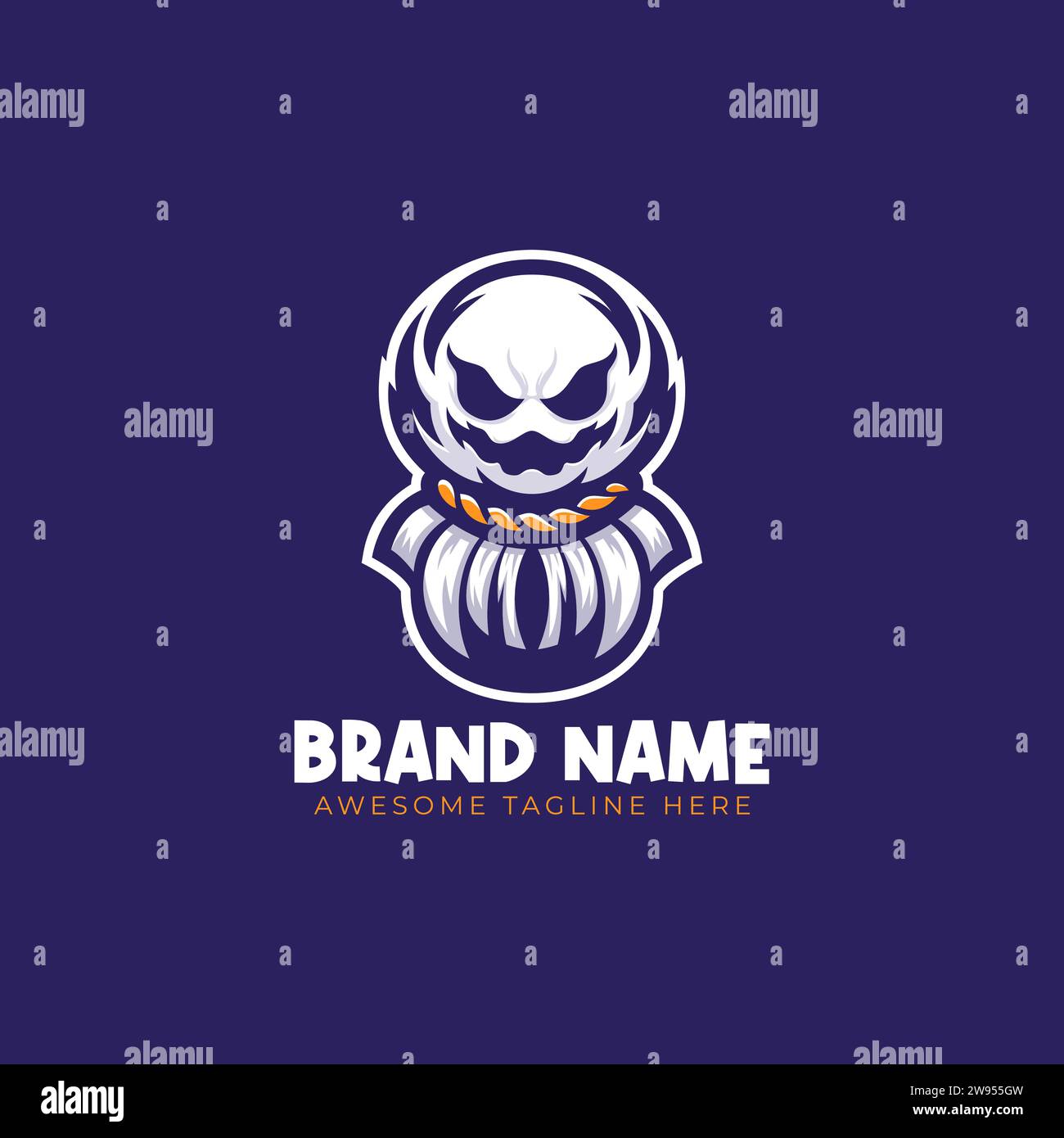 Scary ghost mascot vector logo illustration. Creepy spirit as company ...