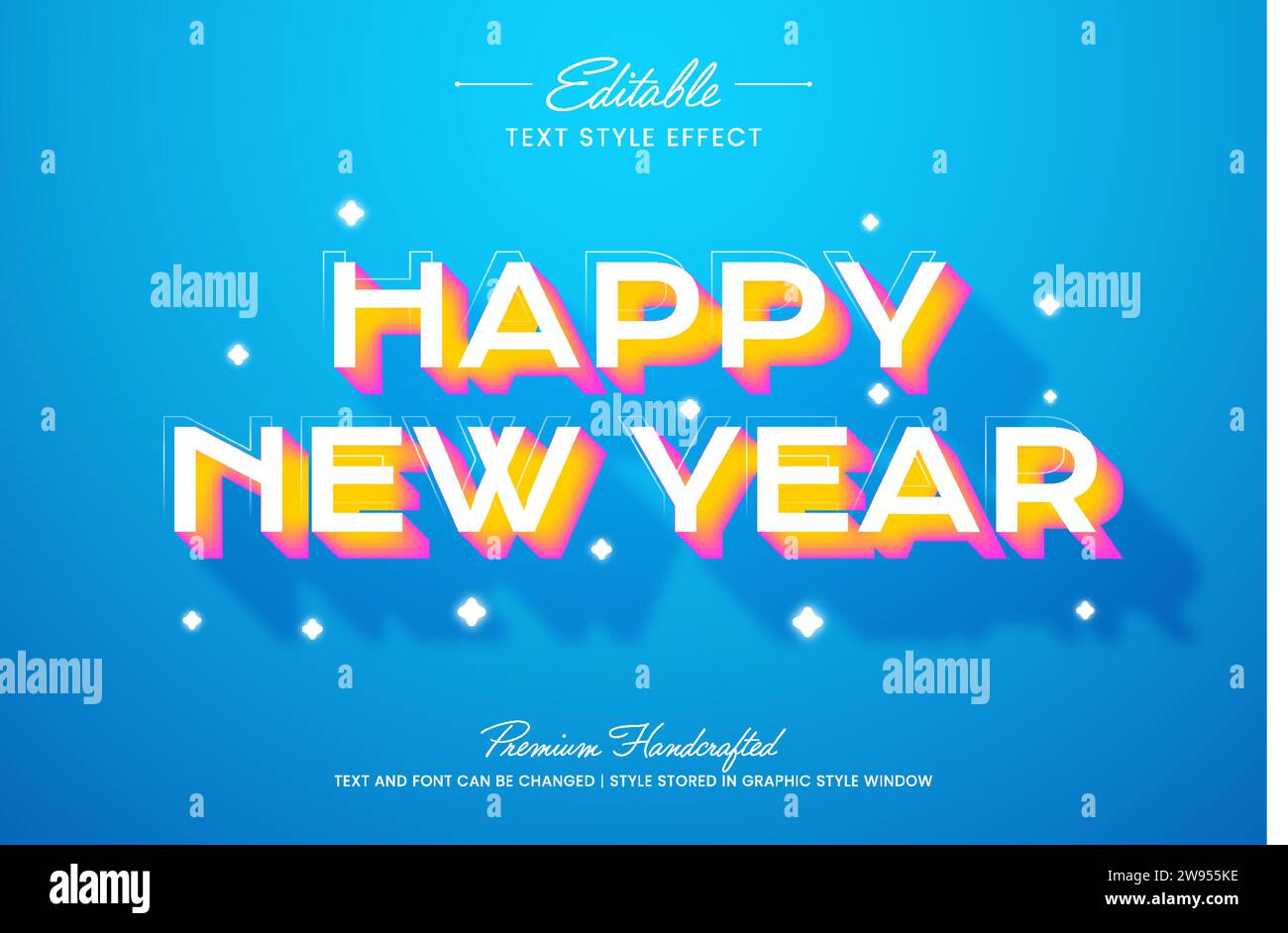 Happy new year editable 3D vector text style effect, suitable for ...