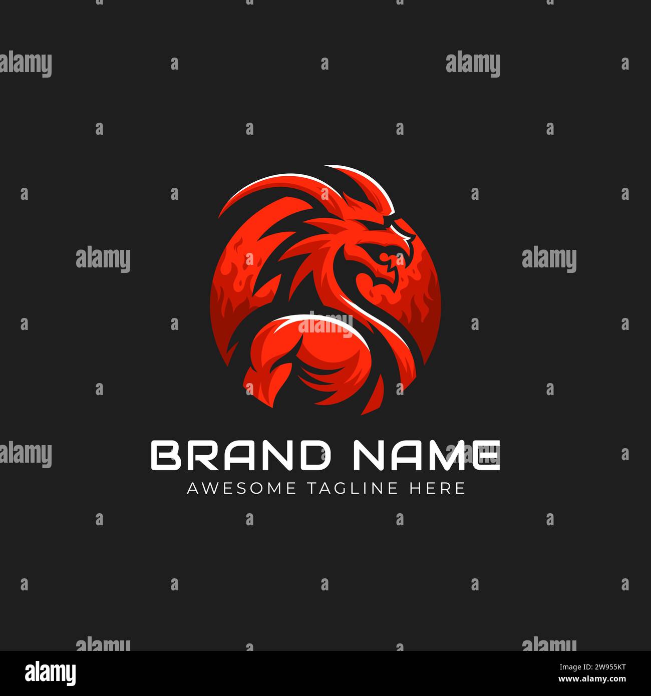 Humanoid dragon mascot vector logo illustration. Creative and unique ...