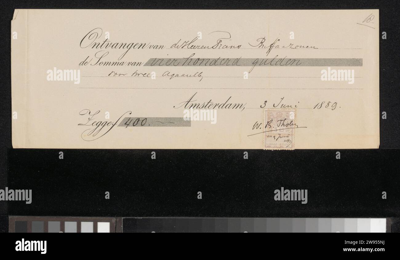 Receipt for Willem Bastiaan Tholen, Frans Buffa and Sons, 1889 ...