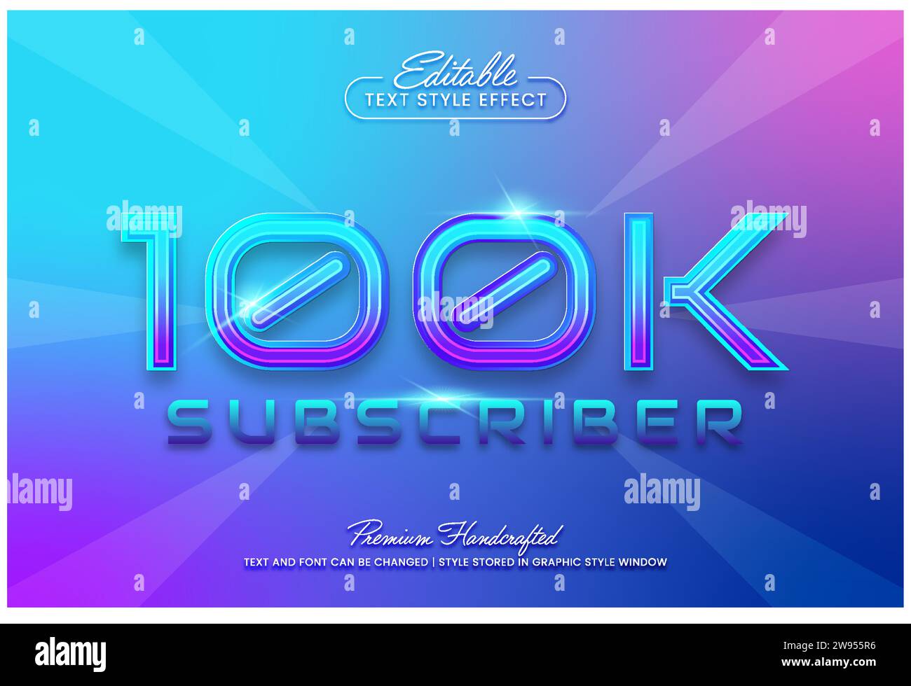 One hundred thousand subscriber blue vector graphic style. Editable ...