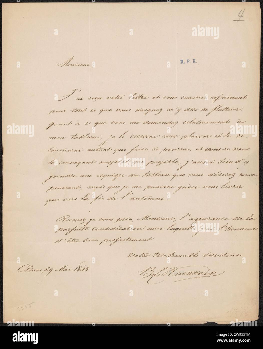 Letter to R. Engels, Barend Cornelis Koekkoek, 1843 letter Cleves paper ...