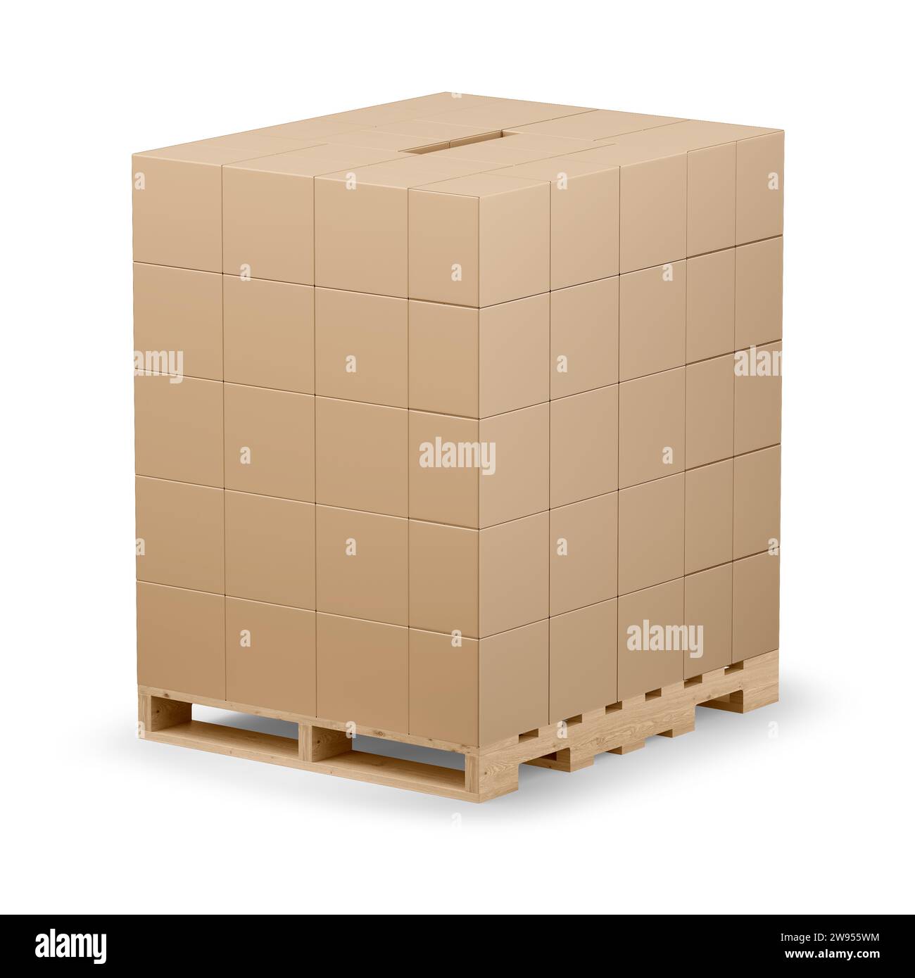 Pallet Mockup with Cardboard Box Mockup Isolated on Background. 3D ...